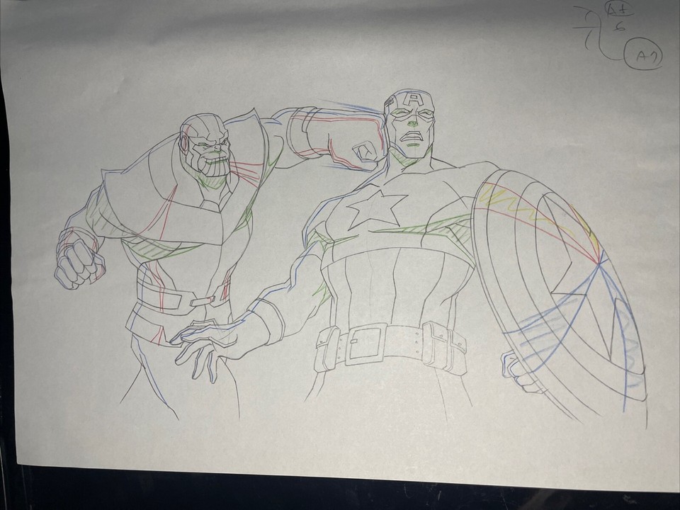 THE AVENGERS ASSEMBLE Animation Art Cels Layout Marvel Comics Anime ...