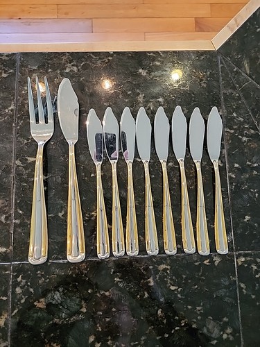 Set of 8 INOXPRAN ITALY 18-10 Stainless Gold Spreading Knives + 2 ...