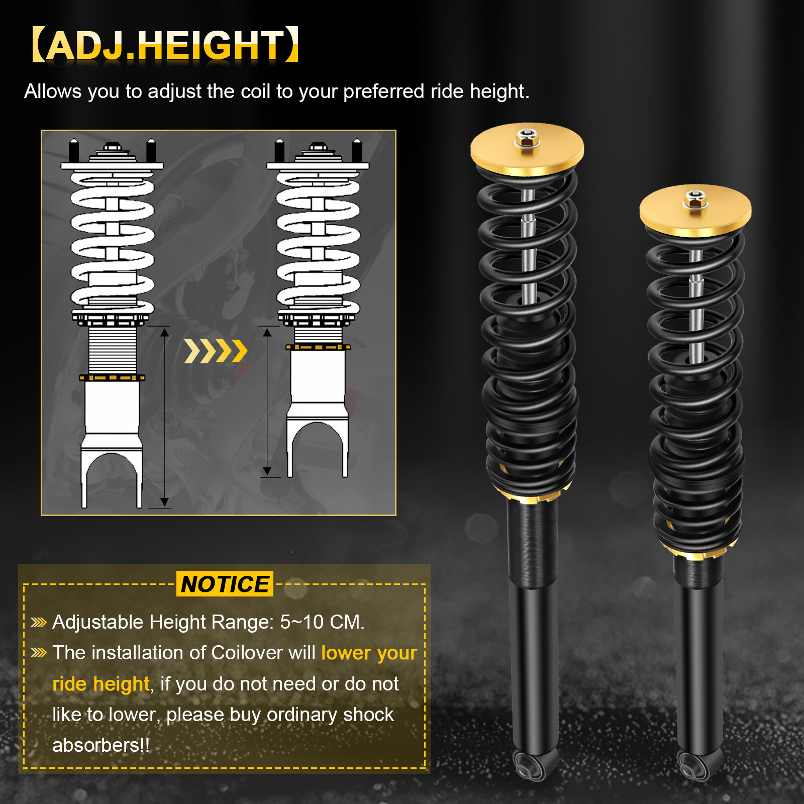 For VW MK2 / MK3 GOLF & JETTA Coilover Shocks Struts Kits Adjustable ...