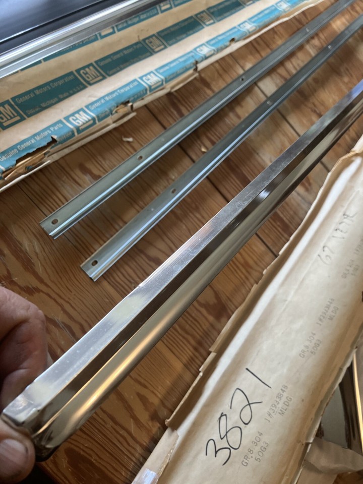 NOS 1967 Corvette Rocker Panel Moldings Pair LH / RH and Retainers GM ...