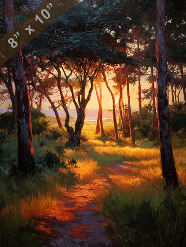 Croatan Forest trees and golden trail light at dusk 8x10 Matte Print | eBay