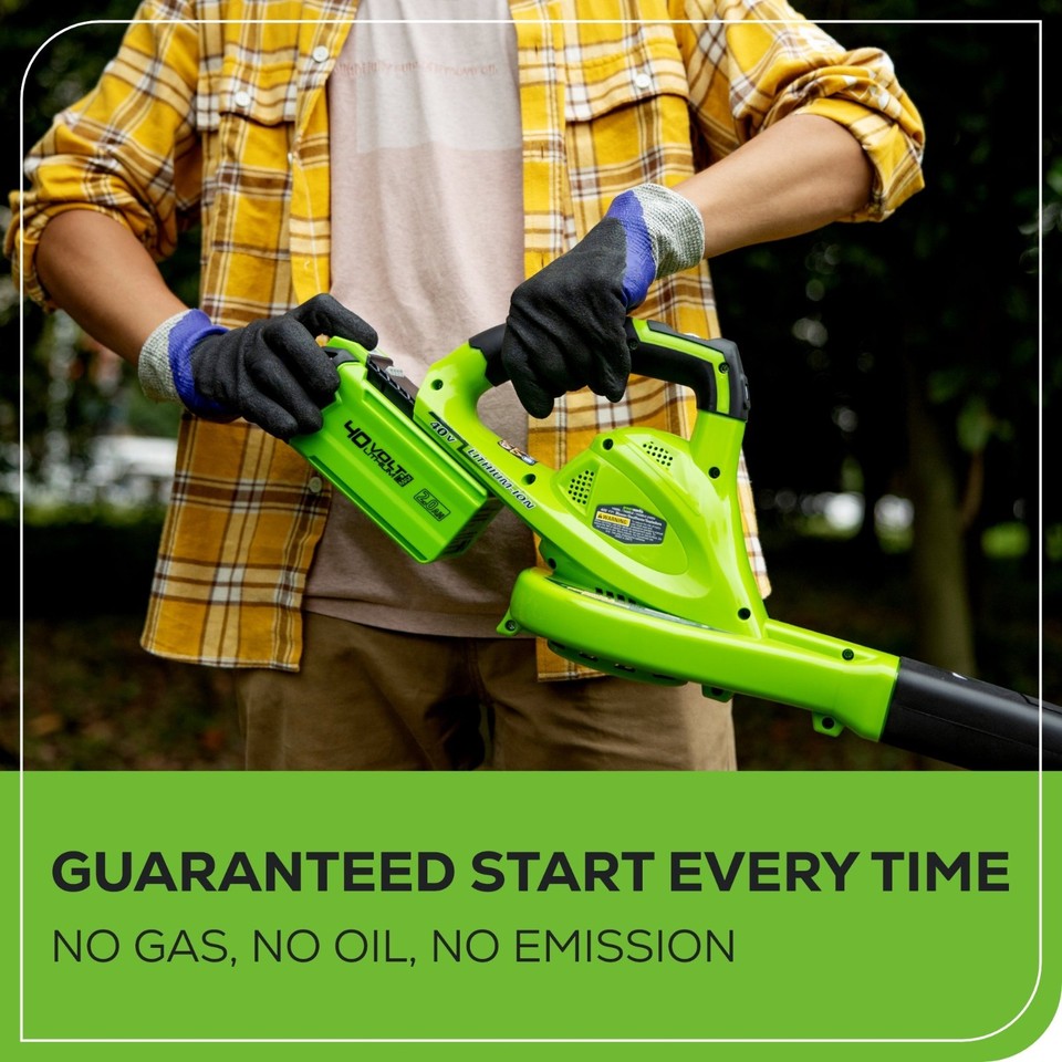 Greenworks 40V 150MPH Cordless Leaf Blower Sweeper w/ 2Ah Battery and ...