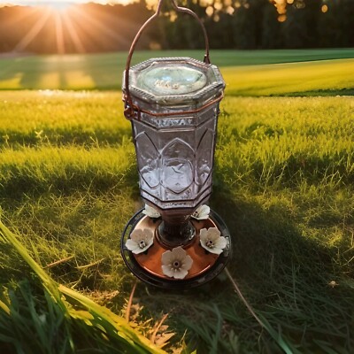 FYH Vintage Purple Amethyst Glass Nectar Hummingbird Bird Feeder | eBay