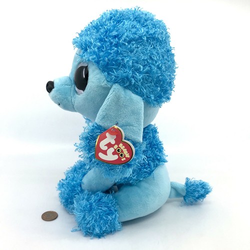 TY Beanie Boos Mandy Poodle Dog 2017 NEW 9in Medium Blue Sparkle Eyes ...
