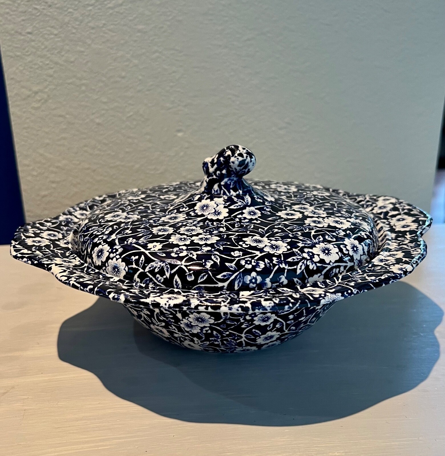 Burleigh Blue Calico Round Covered Vegetable Bowl (10 1/8") | eBay