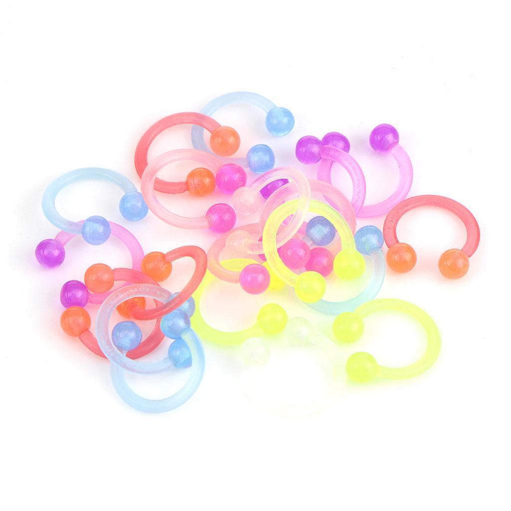 20pcs Acrylic Nose Septum 14G Lip Ring Circular Barbell Tragus Piercing ...