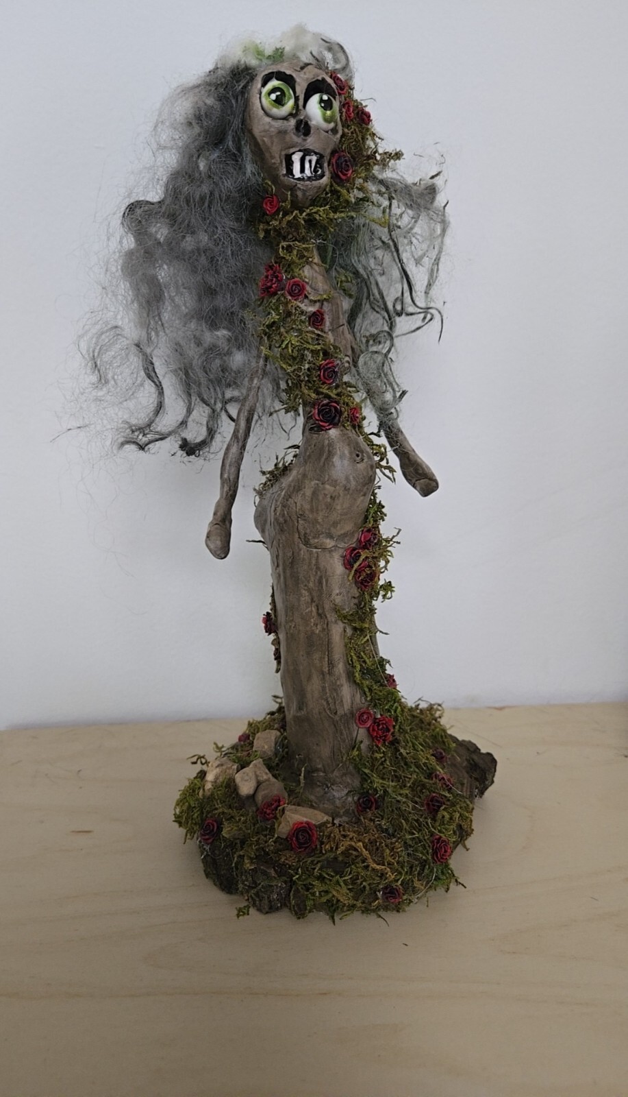OOAK Creepy Oddity Art Doll Clay Spooky Moss & Roses Skeleton Ghoul ...