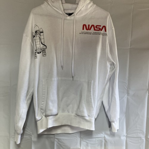 Size M - Hyper Space NASA Hoodie White Soft Pullover Unisex Long Sleeve ...