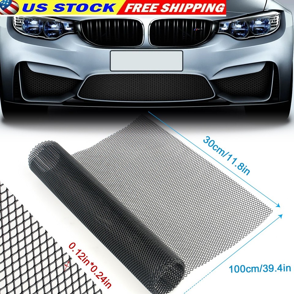 Black Aluminum Mesh Grill Cover Car Bumper Fender Hood Vent Grille Net ...