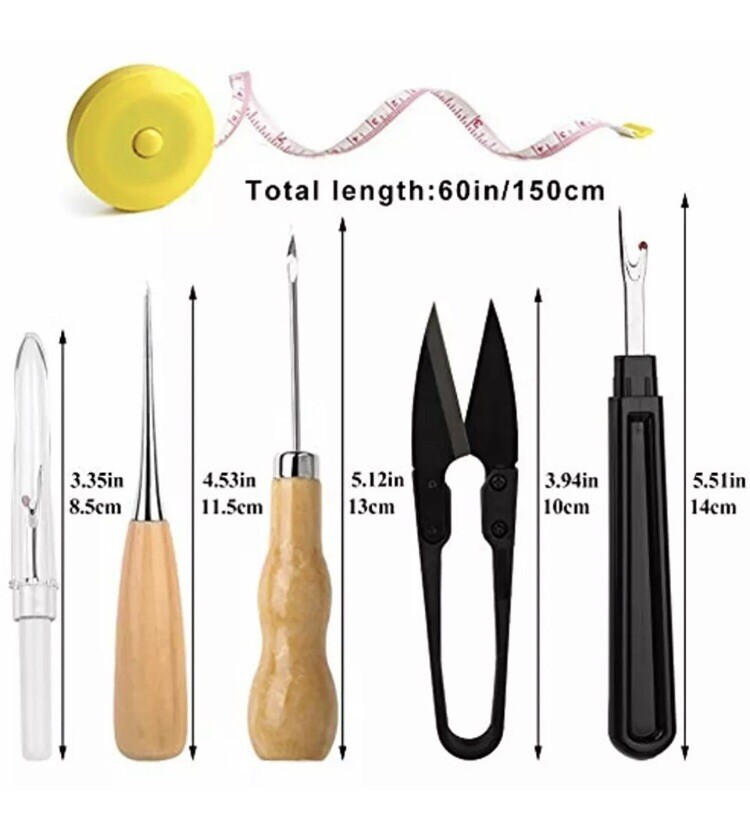 Leather Sewing Upholstery Repair Kit With Awl, Seam Ripper, Needles ...