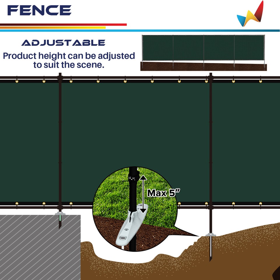 Outdoor 6FT Privacy Fence Screen Shade Cover Dog Yard with/ Iron Pole ...