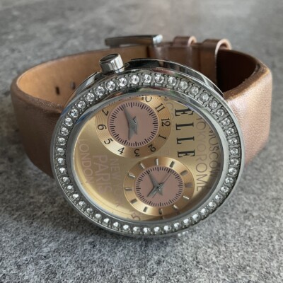 Elle EL20038S23C Women's Dual-Time Dial Watch 40mm Silver Tone Case D1 ...