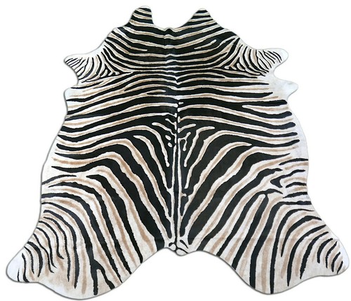 Zebra Print Cowhide Rug Size: 7 X 6' Genuine Zebra Print Cow Hide Rug ...