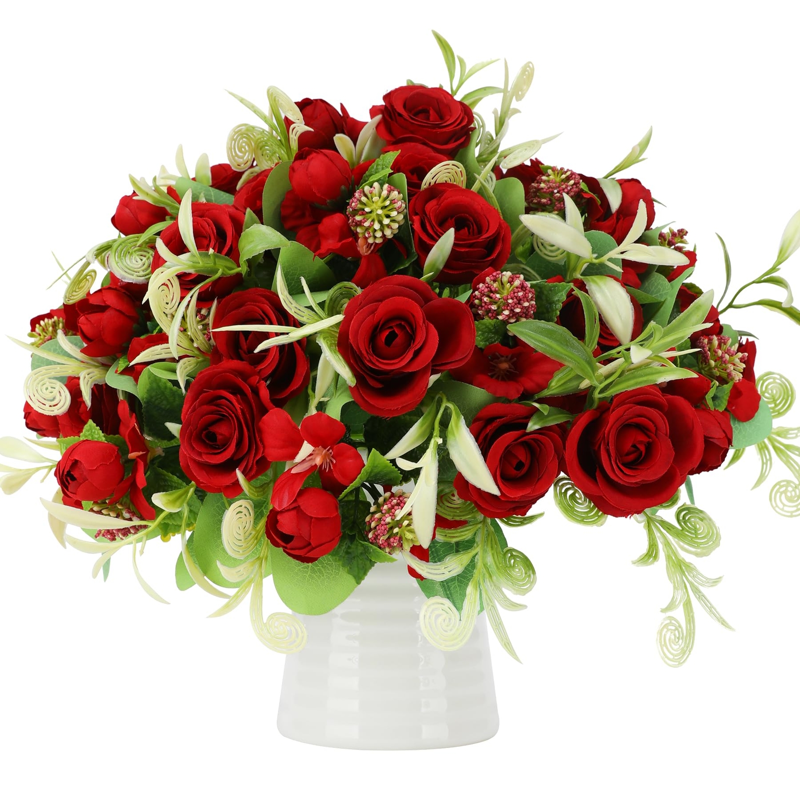 6 Pcs Red Rose Artificial Flowers Artificial Silk Flowers Red Rose ...