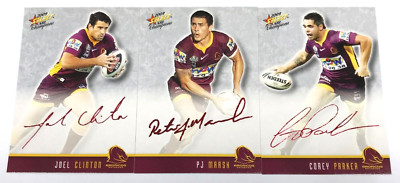 2009 SELECT NRL CHAMPIONS CARD PRINTED FOIL SIGNATURE CARD TEAM SET (3 ...