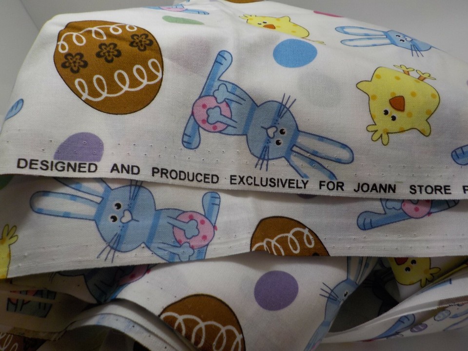 JoAnn Fabric Easter Bunnies & Chocolate Eggs 1 Yard Cotton Fabric-sku ...