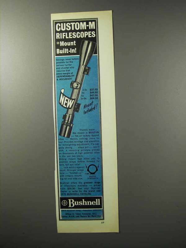 1970 Bushnell Custom-M Scope Ad - Mount Built-In! | eBay