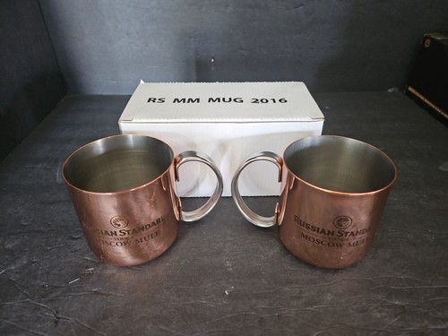 Pair (2) Russian Standard Vodka Moscow Mule Premium Copper Mug Bar Set ...