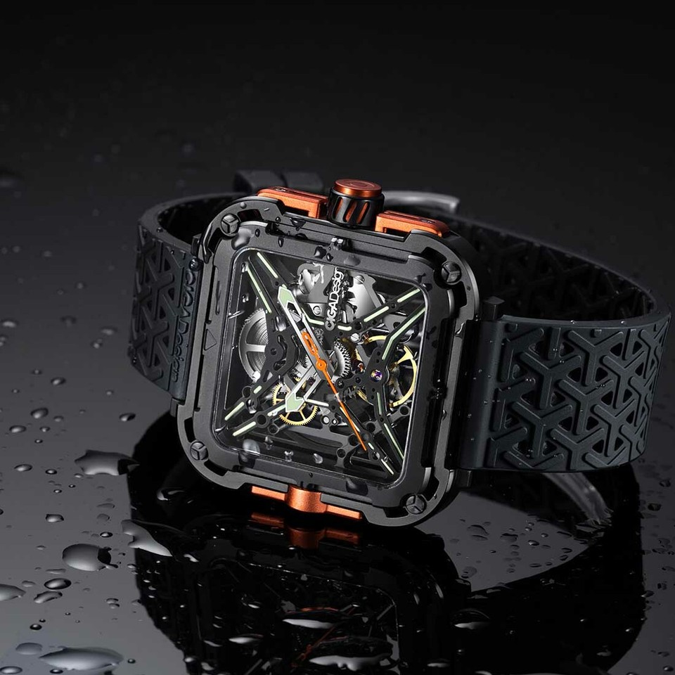 CIGA Design X Series Automatic Openworked Steel Square Black Men's ...