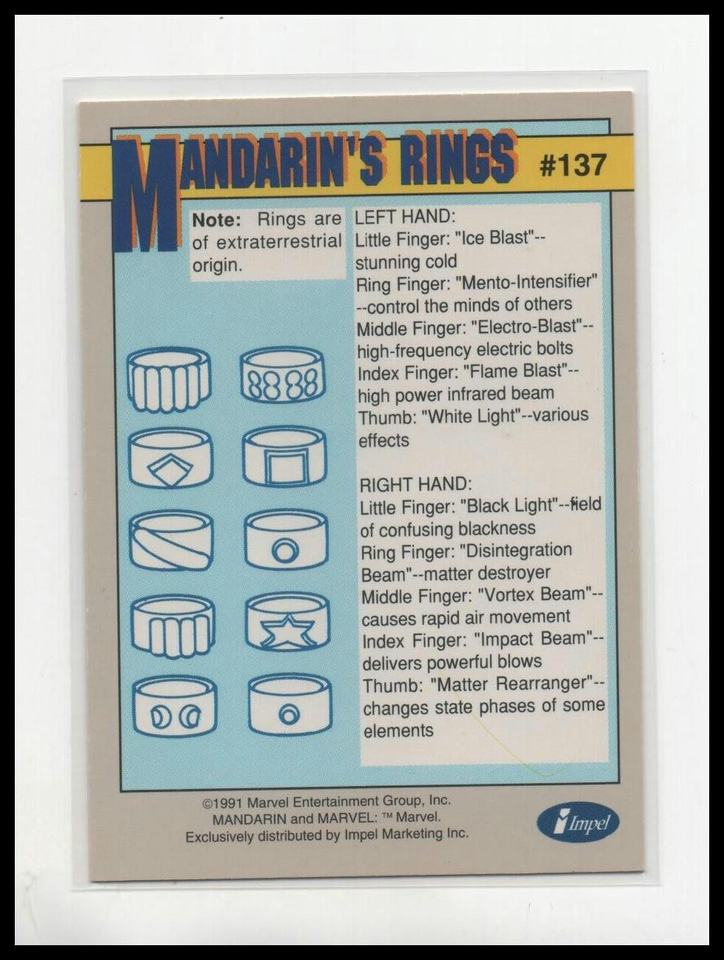 1991 Impel Marvel Universe II #137 - Mandarin's Rings WEAPONS | eBay