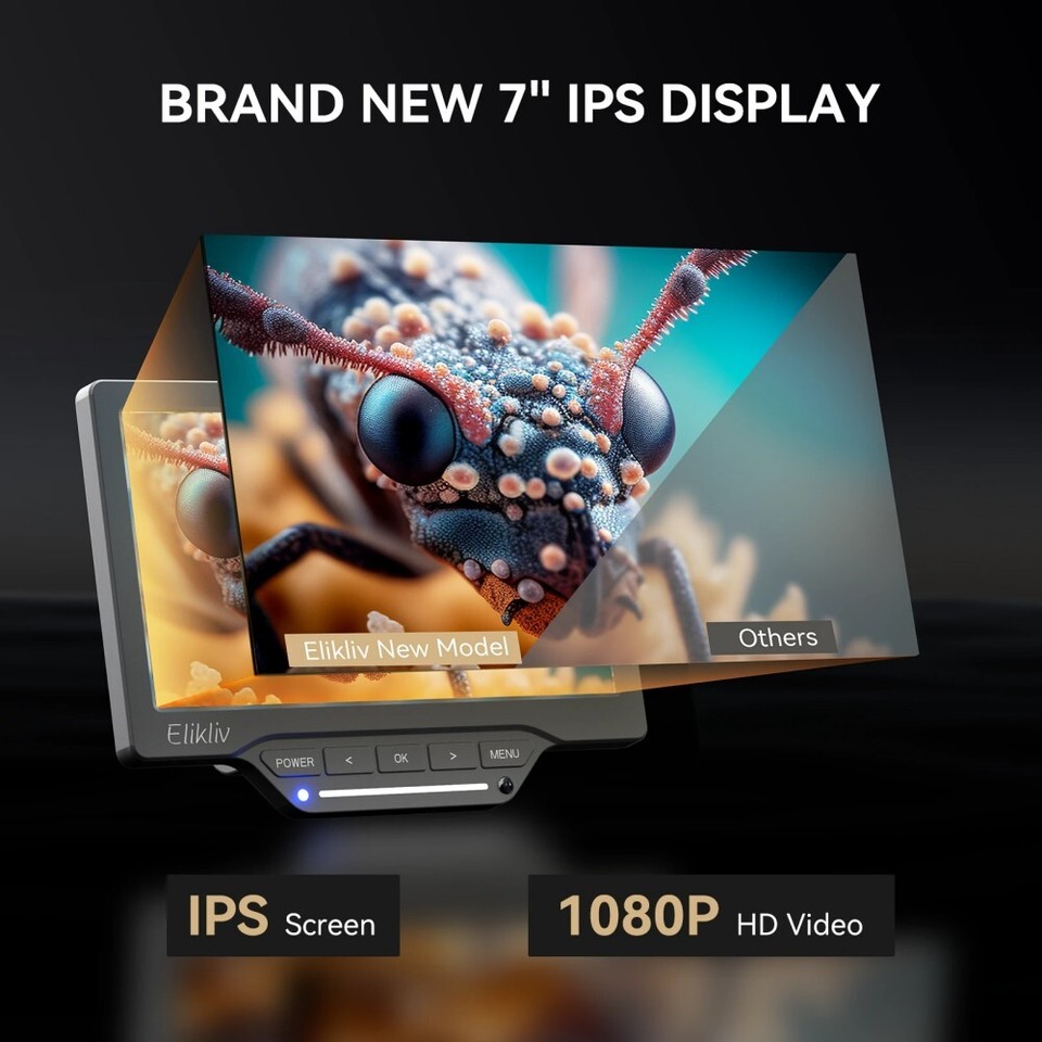 Elikliv 7" IPS Digital Microscope 1200X 12MP Full Coin View Magnifier ...