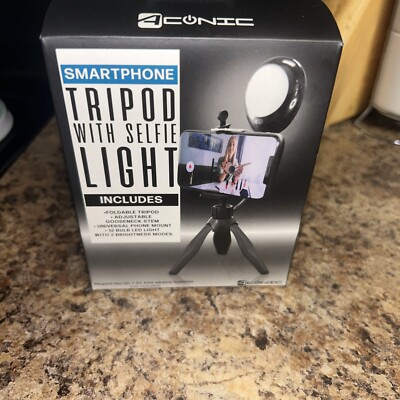 ACONIC Smartphone Folding Tripod w/Selfie Light 12 Bulb led light Open ...