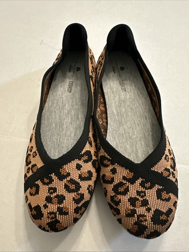 Women's Clarks Cloudsteppers-Carly Wish/Leopard Print Knit Ballet Flat ...