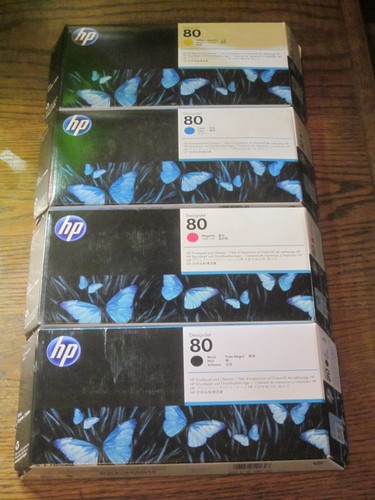 2021 CMYK HP 80 PRINTHEAD & CLEANER DESIGNJET 1050C OEM NEW BLACK ...