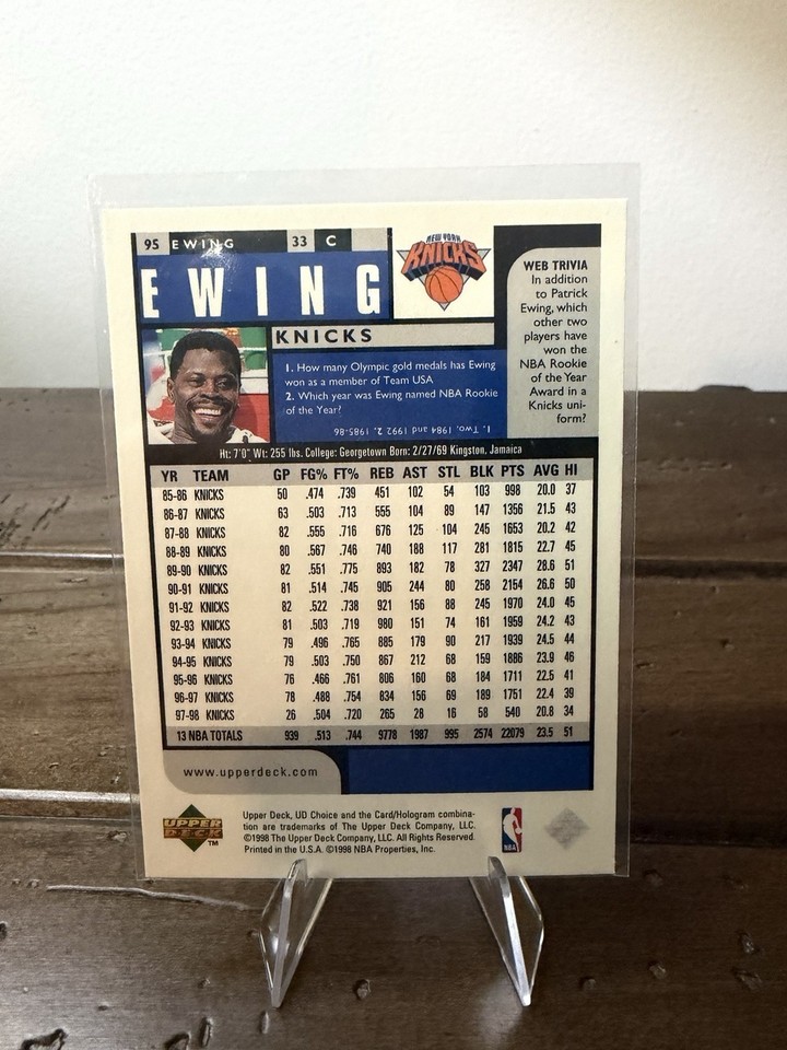 PATRICK EWING 1998-99 Upper Deck UD Choice Reserve #95 NY Knicks | eBay