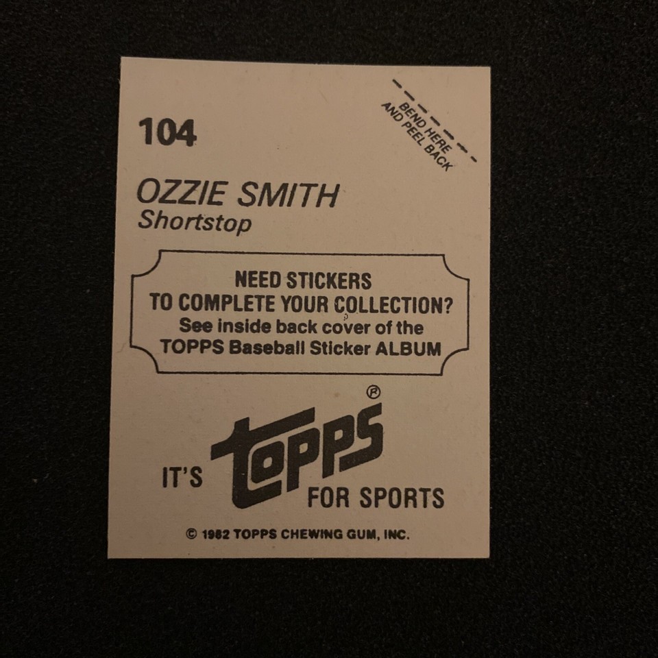 1982 Topps Stickers San Diego Padres Baseball Card #104 Ozzie Smith | eBay