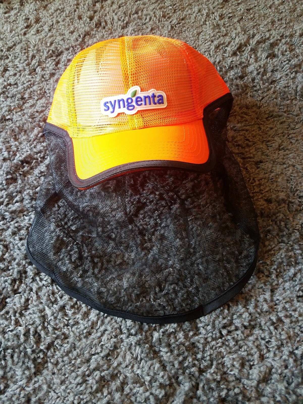New Syngenta Safety Orange Hat Cap W Mesh Bug Guard Shield Field Walker ...