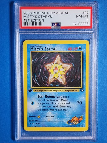 PSA 8 Mint Misty's Staryu 2000 Pokémon TCG Gym Challenge 1st Edition 92 ...