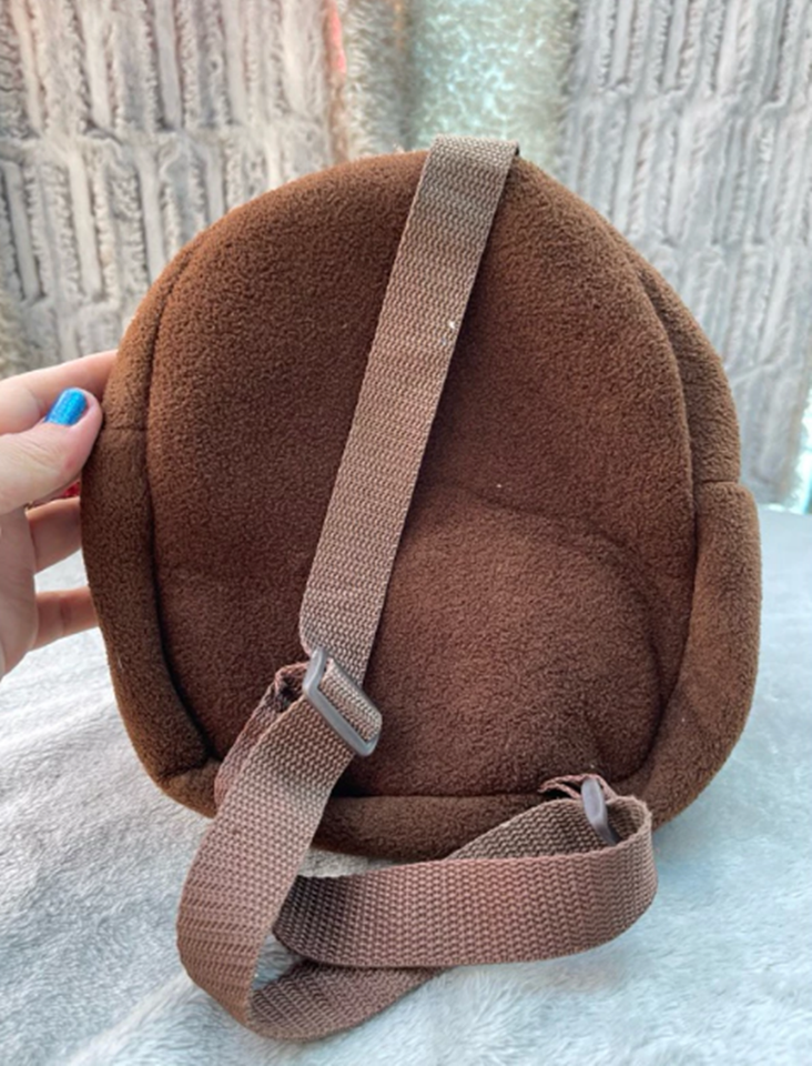 Domo fabric crossbody bag, brown,Domo-kun cartoon collectibles,Size 7x9 ...