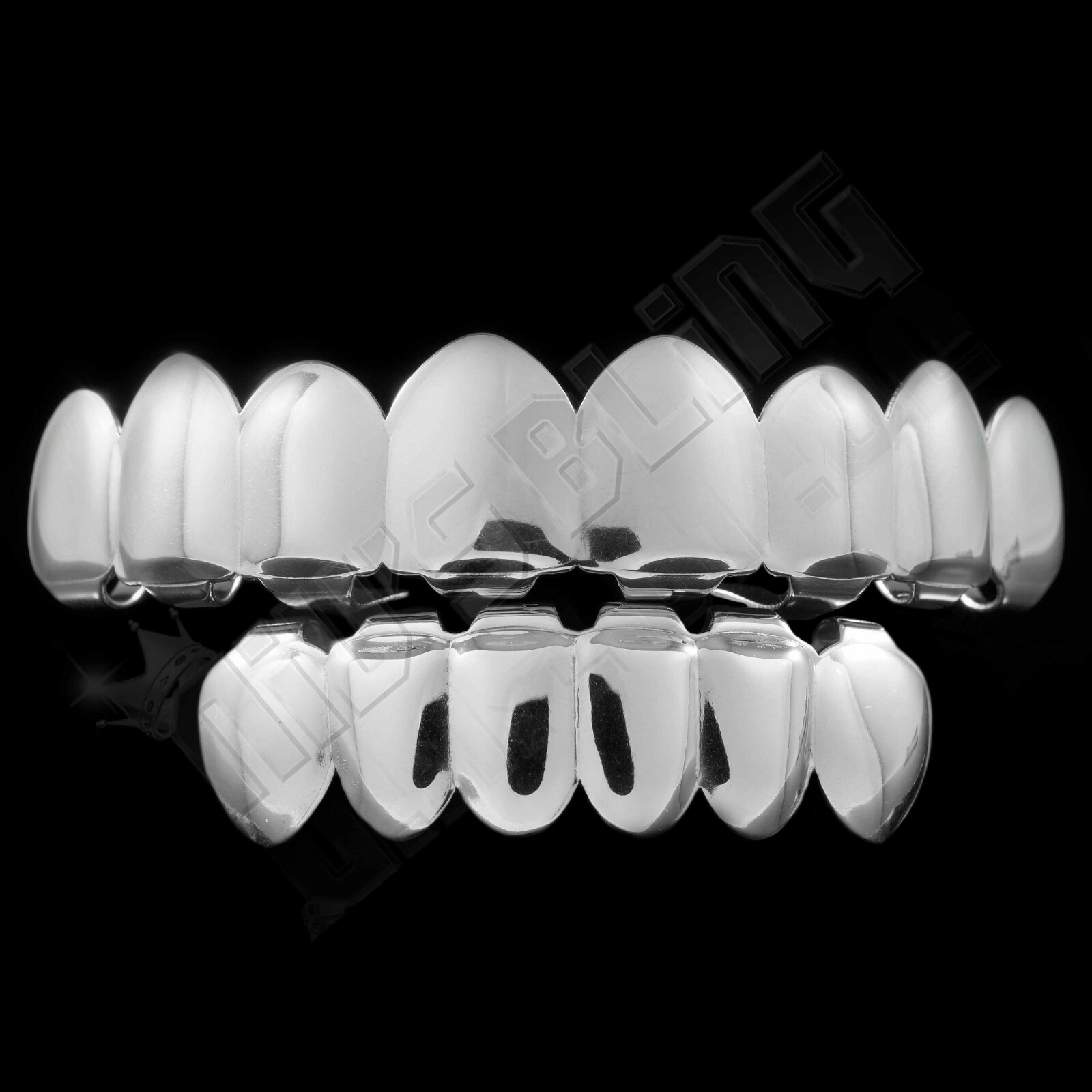 18K White Gold Plated JOKER Grill Silver Mouth GRILLZ 8 Tooth Top 6 ...