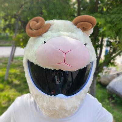 Plush Sheep Motorcycle Helmet Cover Gifts Easy to Install Soft Warm ...