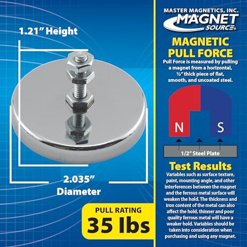 Master Magnetics Round Base Magnet Magnetic Fastener/Magnets with Holes ...