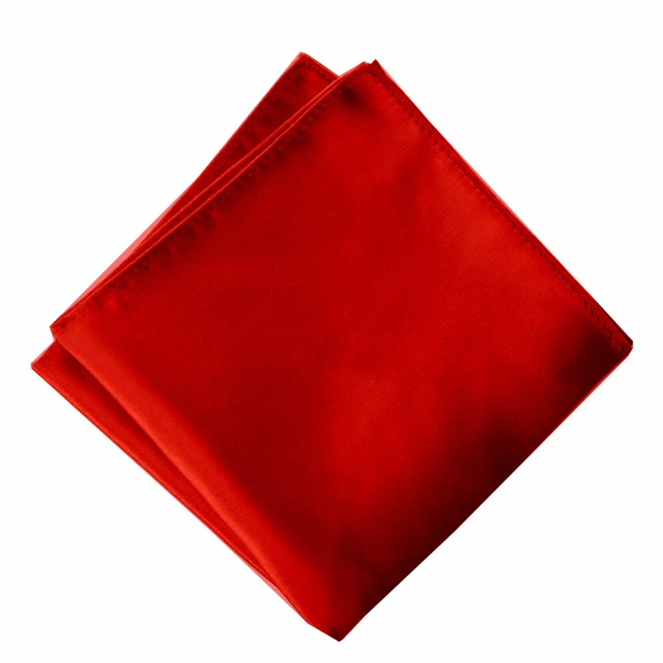 Pocket Square Red Mens Handkerchief Hanky Plain Satin Wedding Party ...