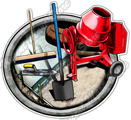 Concrete Work Construction Cement Mixer Car Bumper Vinyl Sticker Decal ...