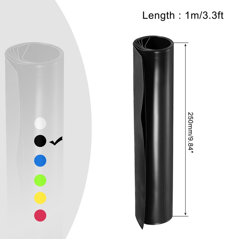 Battery Wrap 250mm Flat 1m/3.3ft PVC Heat Shrink Tube Wraps Sleeve ...