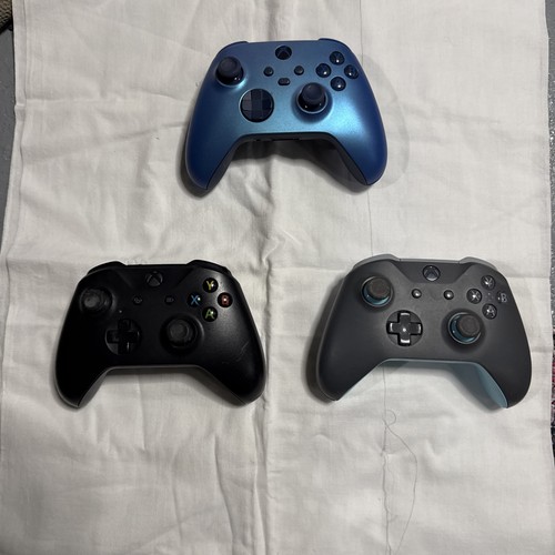 Lot of 3 Xbox One Wireless Controllers Shock Blue Gray Black Untested ...
