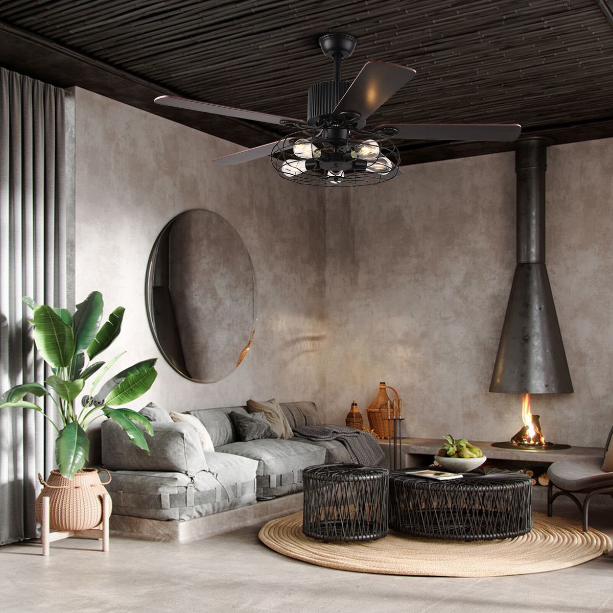 Industrial Cage Ceiling Fans DIDER 20" Low Profile Caged Ceiling Fan