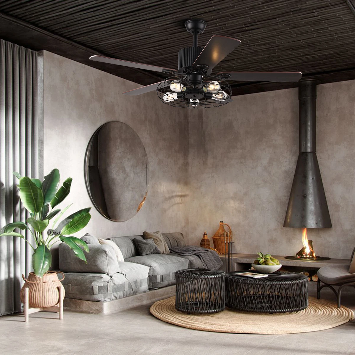 Metal Blade Ceiling Fan With Light | Shelly Lighting