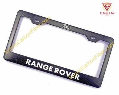Range Rover White Text Carbon Fiber license Plate Frame 2x2 Gloss ...