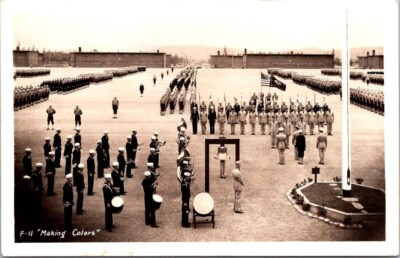 RPPC WWII Farragut ID US Naval Training Station Making Colors Band ...