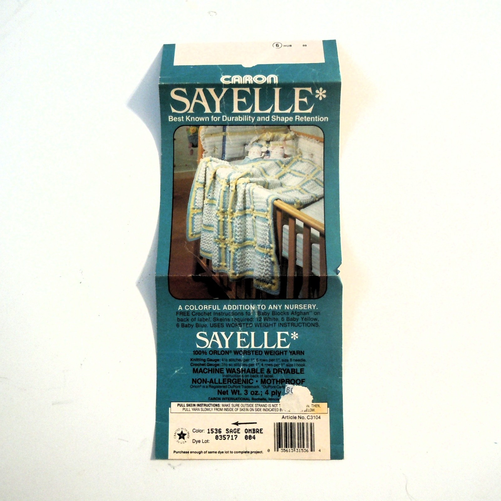 Caron Sayelle Crochet Pattern No. C3104 "Baby Blocks Afghan" Vintage ...