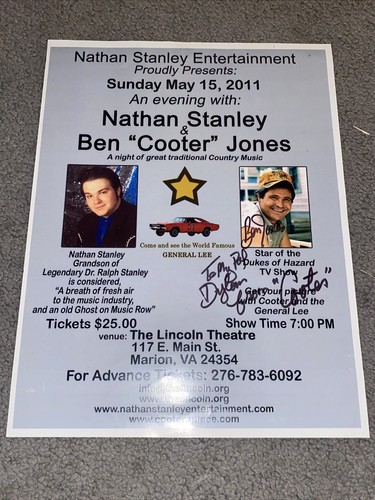Ben Cooter Jones AUTOGRAPH SIGNED Concert Flyer Dukes Of Hazzard | eBay