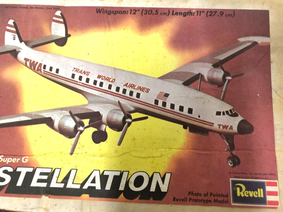 Vintage 1974 Revell TWA Lockheed 1049 Super G Constellation Model Kit ...