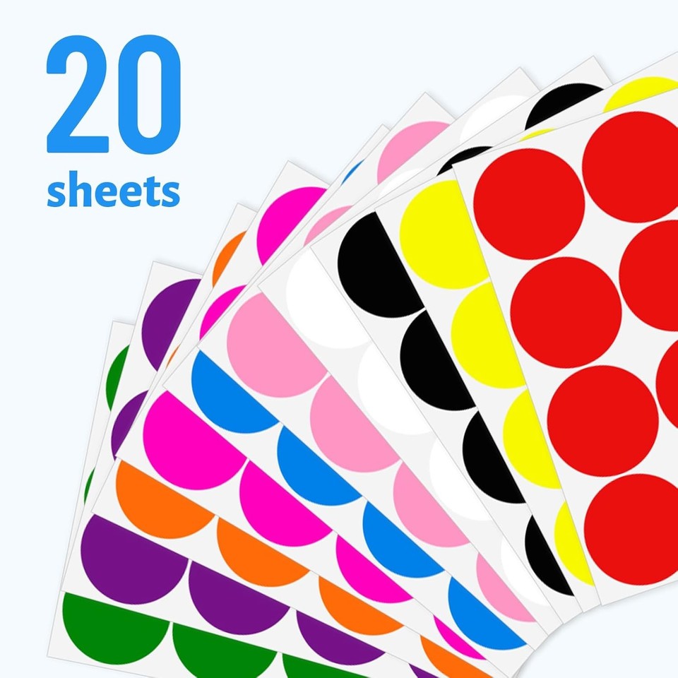 2 Inch Removable Stickers Large Colored Dot Stickers Big Waterproof ...