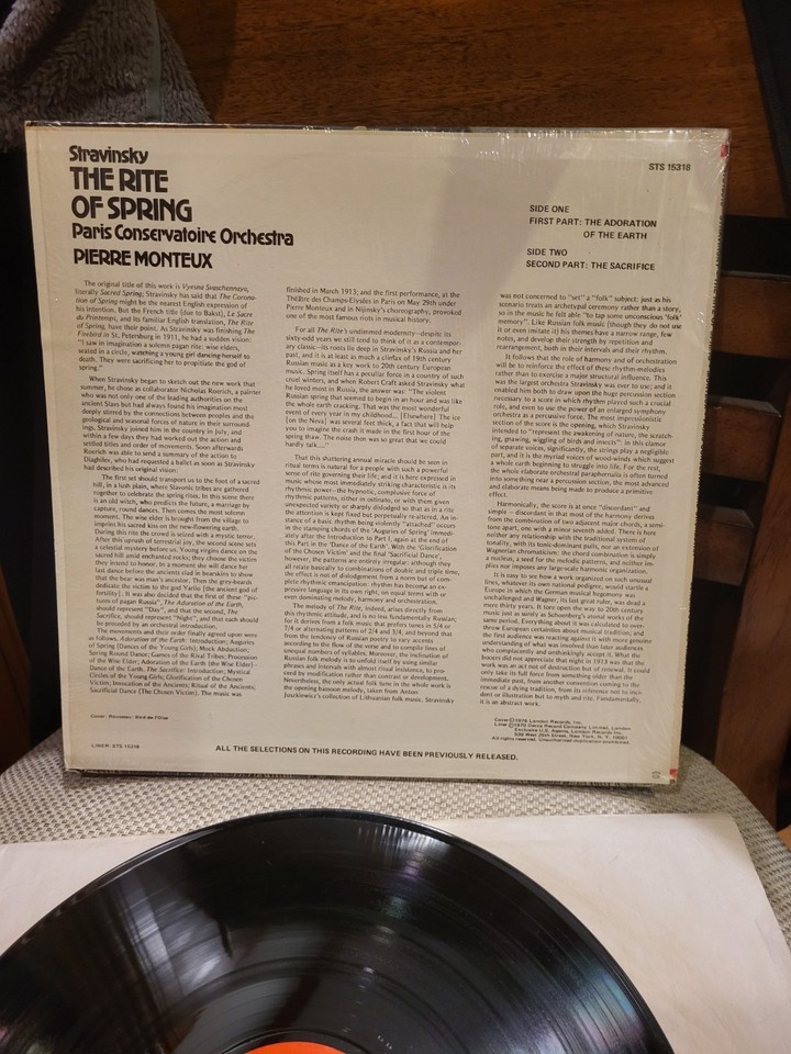 Stravinsky Rite Of Spring LP London STS15318 NM Vinyl EX Shrink Cover ...