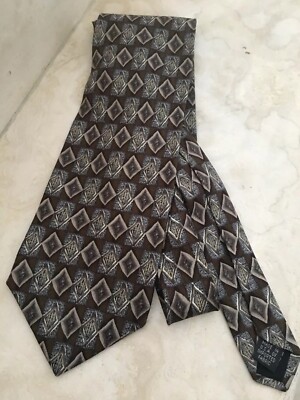 Louis Roth $55 SILK NECK TIE MADE IN USA Silk Lining BROWN SILVER Grey ...